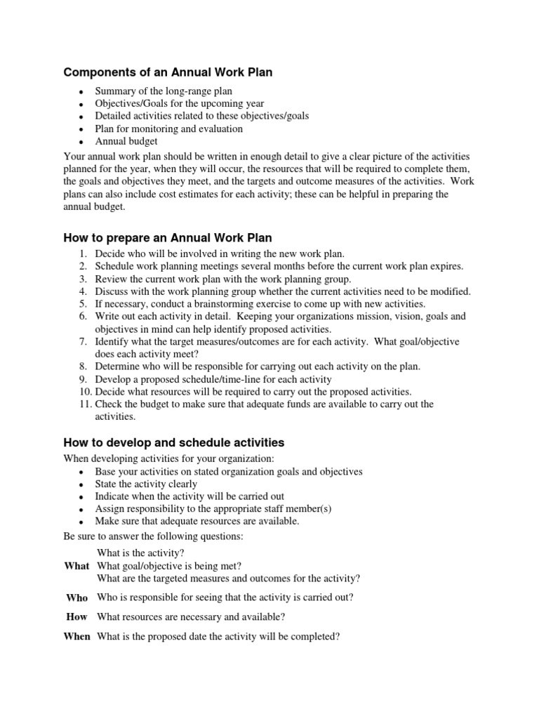 Components of An AW Plan | PDF