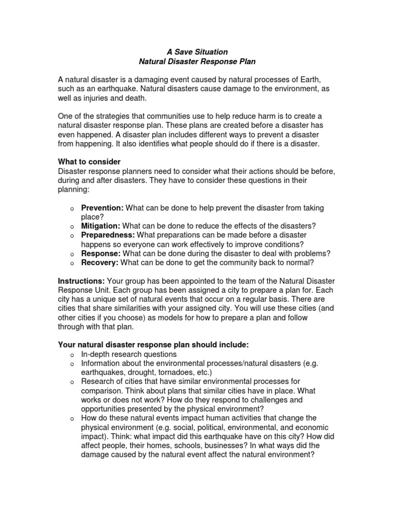 Natural Disaster Response Plan Guide | PDF | Emergency Management ...