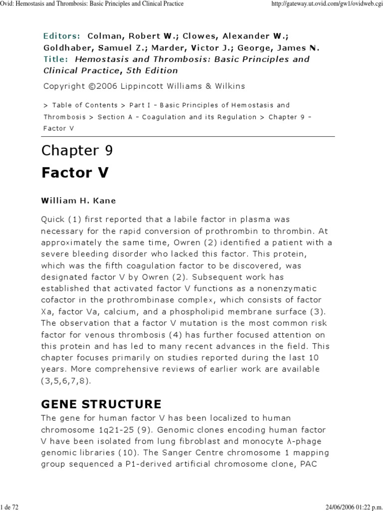Factor V: Gene Structure | PDF | Coagulation | Biomolecules