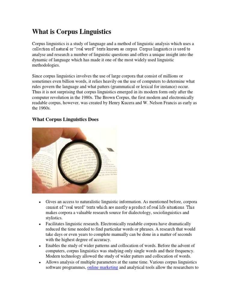 What Is Corpus Linguistics Pdf Linguistics Human Communication