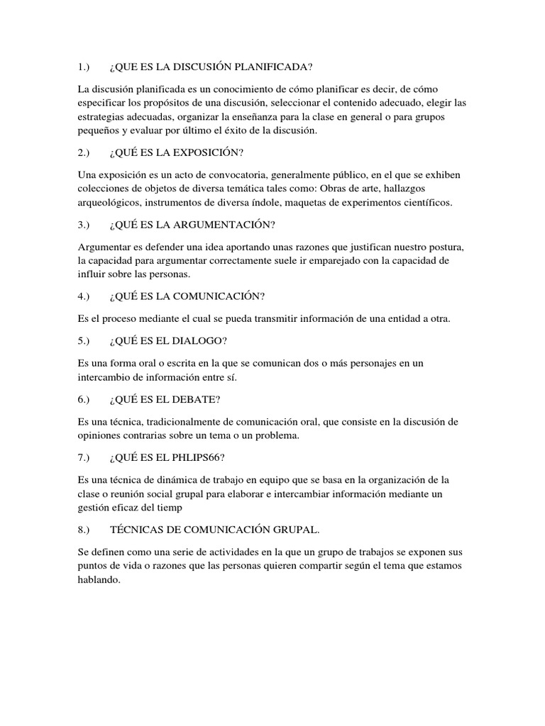 Que Es La Discusión Planificada | PDF