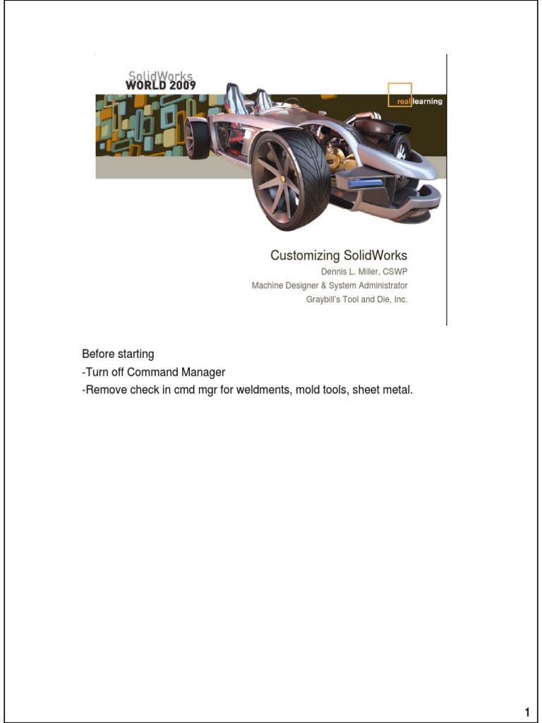 Customizing Solidworks | PDF | Keyboard Shortcut | Menu (Computing)