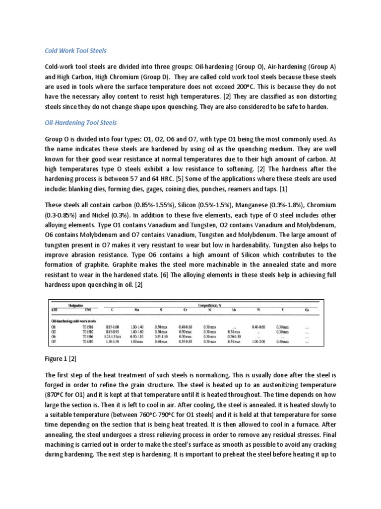 Cold Work Tool Steels | PDF | Annealing (Metallurgy) | Steel