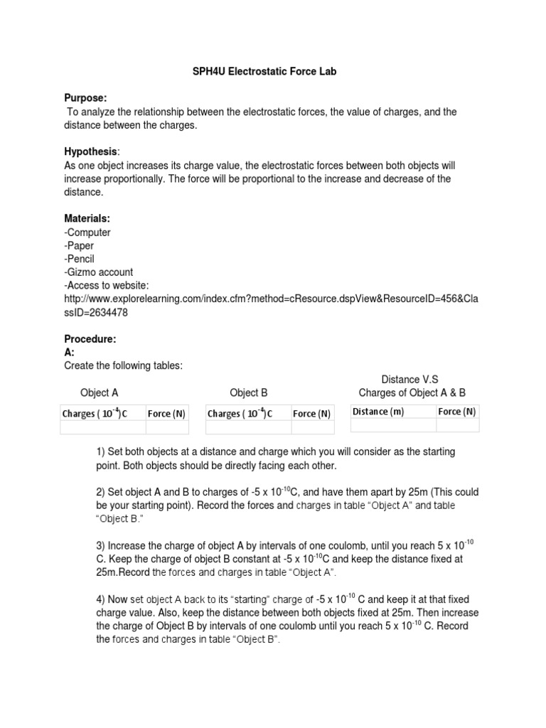 Electrostatic Force Lab Analysis | PDF | Electric Charge | Electrostatics