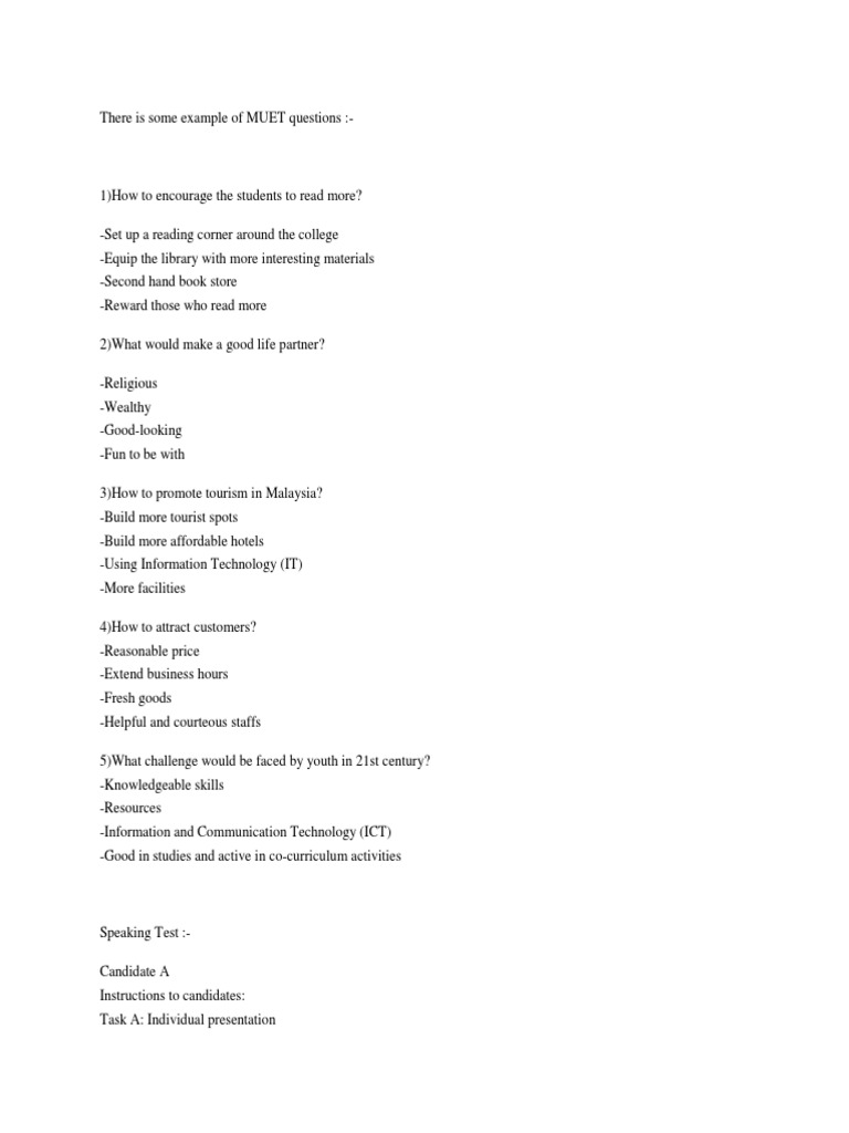 MUET Speaking Test Gift Suggestions | PDF | Stress (Biology) | Friendship