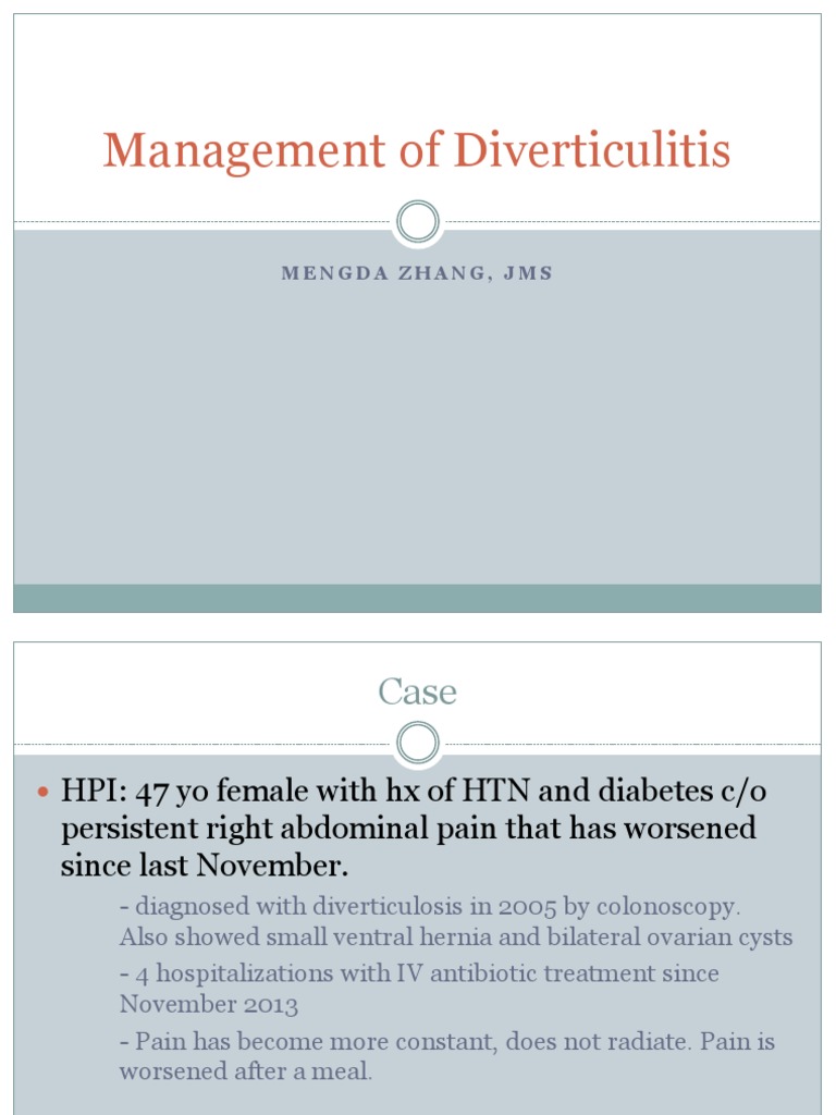 Management of Diverticulitis Case Study | PDF | Rtt | Gastroenterology