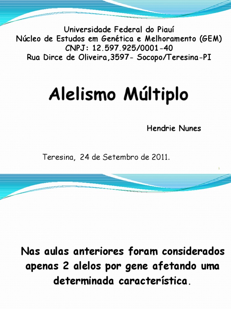 Aula Alelismo Multiplo | PDF | Alelo | Biologia Evolucionária
