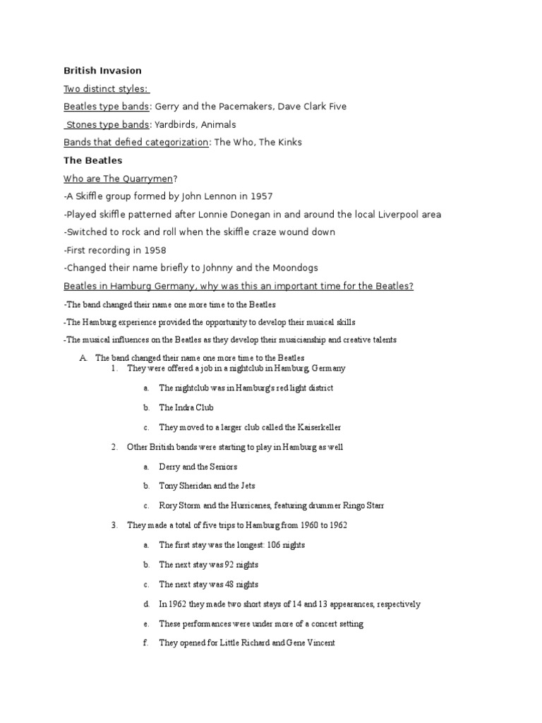 History or Rock Music Exam 2 Review | PDF | Motown | The Beatles