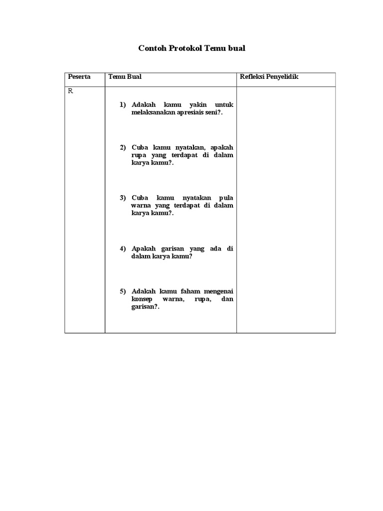 Contoh Protokol Temu Bual - Kajian Tindakan | PDF