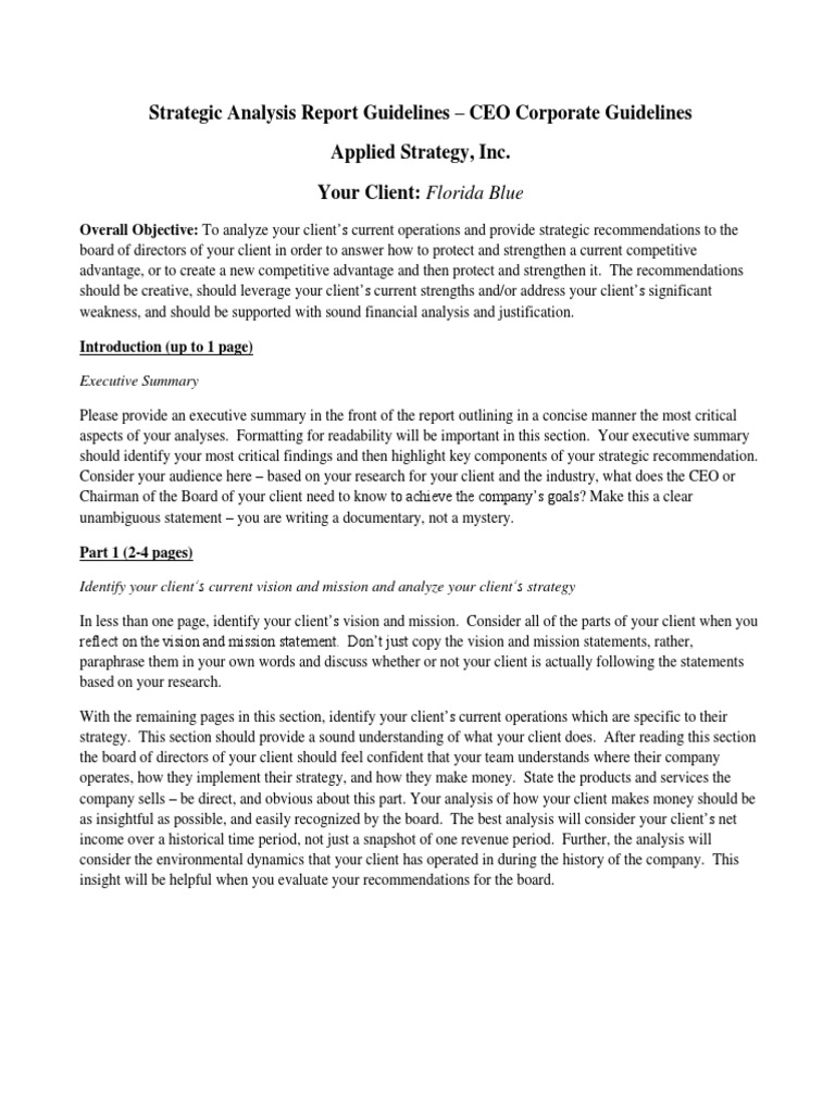 Strategic Analysis Report for Florida Blue | PDF | Strategic Management ...