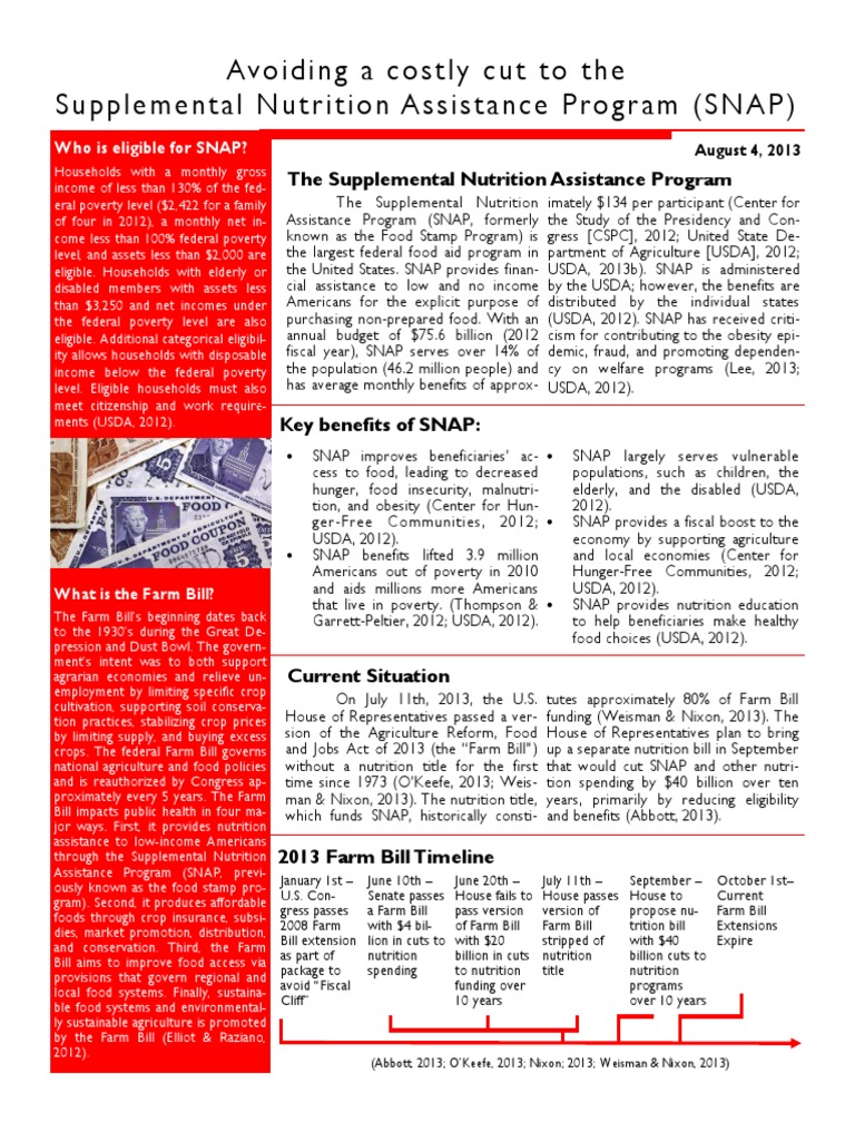 SNAP Policy Brief | PDF | Supplemental Nutrition Assistance Program ...