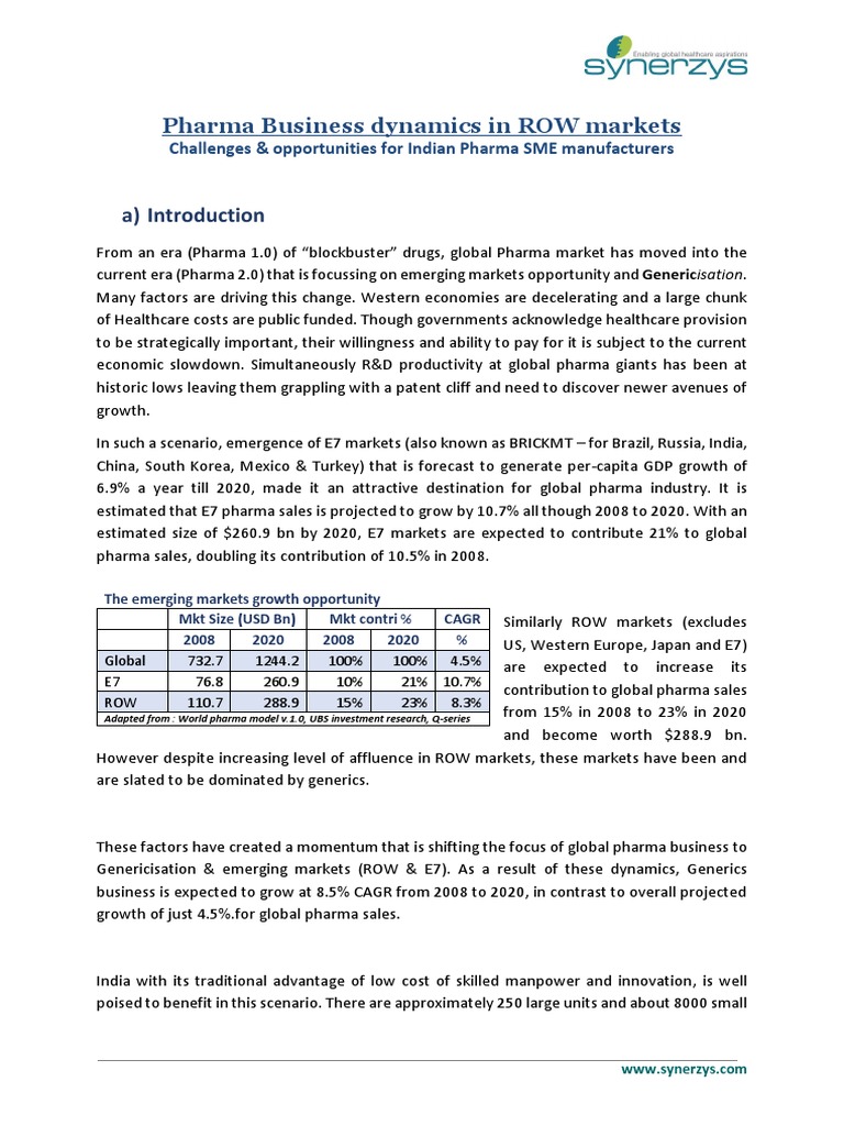 Pharma Business Dynamics in ROW Markets | PDF | Pharmaceutical Industry ...