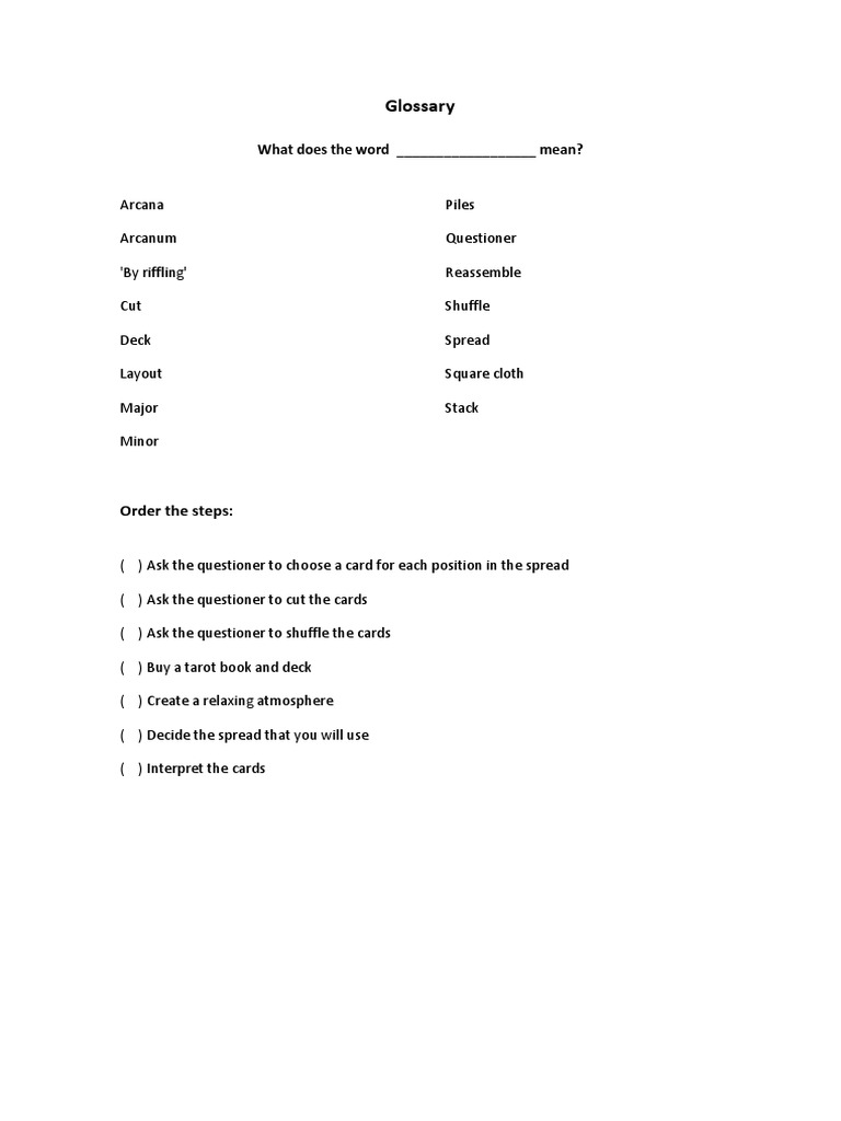 Glossary: What Does The Word - Mean? | PDF | Psychological Concepts ...