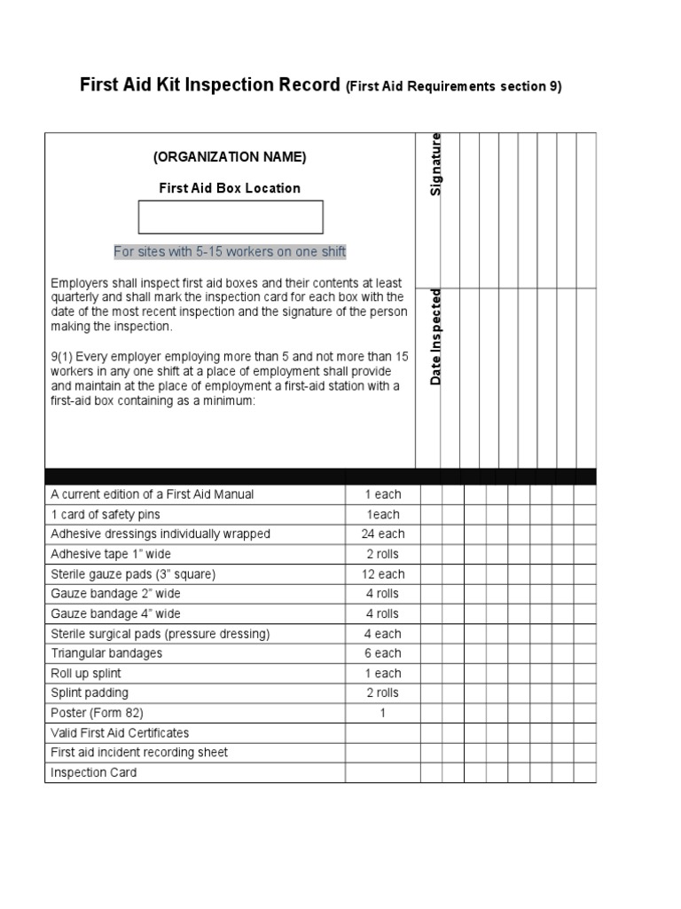 First Aid Kit Inspection Record | PDF