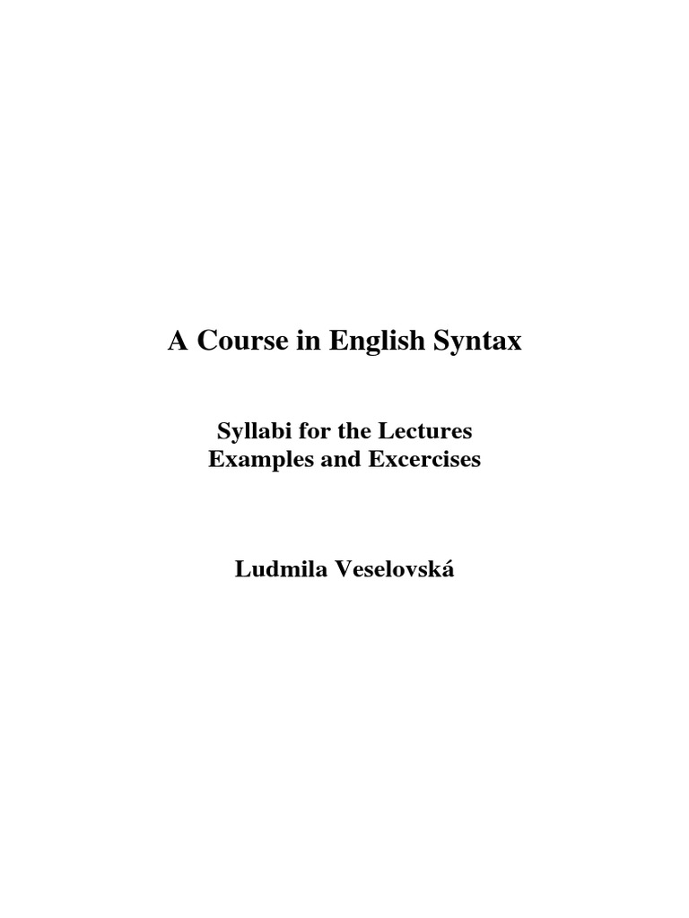 A Course in English Syntax | PDF | Clause | Subject (Grammar)