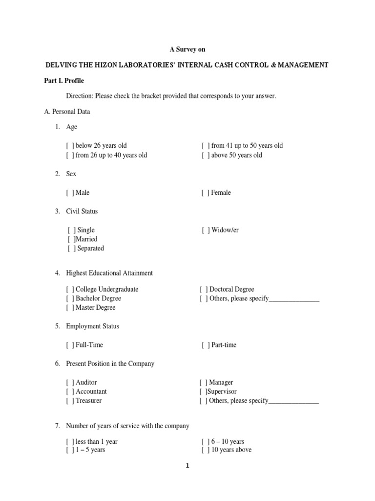 A Survey On Delving The Hizon Laboratories' Internal Cash Control ...