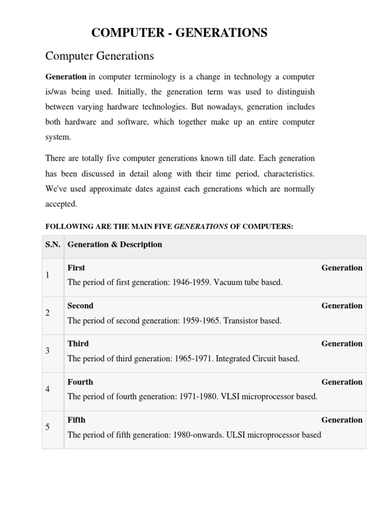 Computer Generations | Download Free PDF | Workstation | Personal Computers