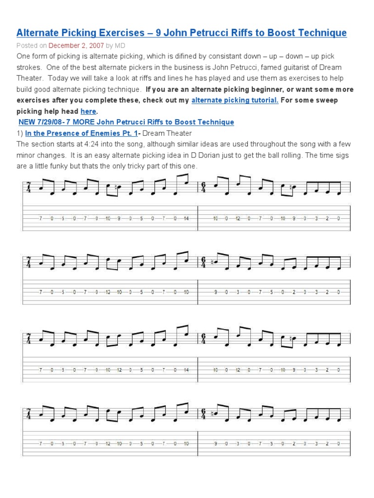 Alternate Picking Exercises-Guitar Teacher | PDF | Leisure ...