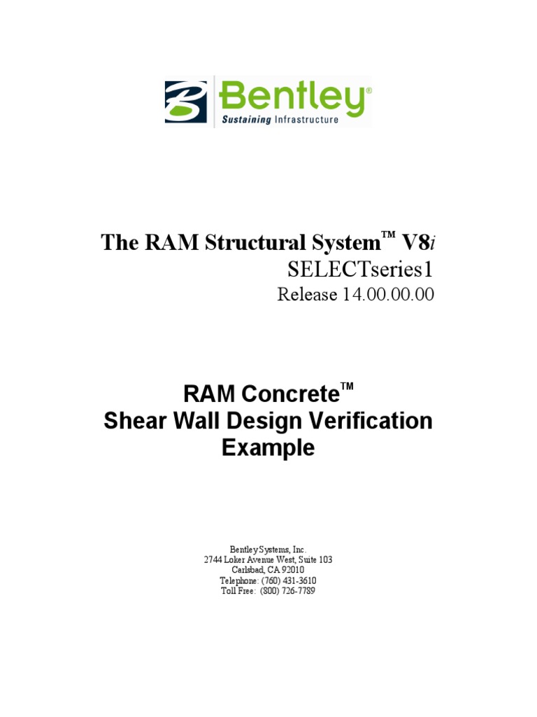RAM Concrete Shear Wall Design Verification Example (ACI) - V14 PDF ...