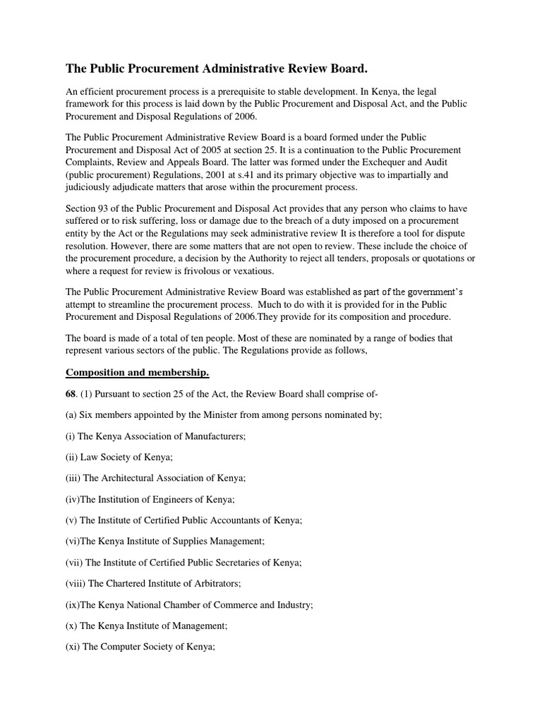 The Public Procurement Administrative Review Board | PDF | Judicial ...