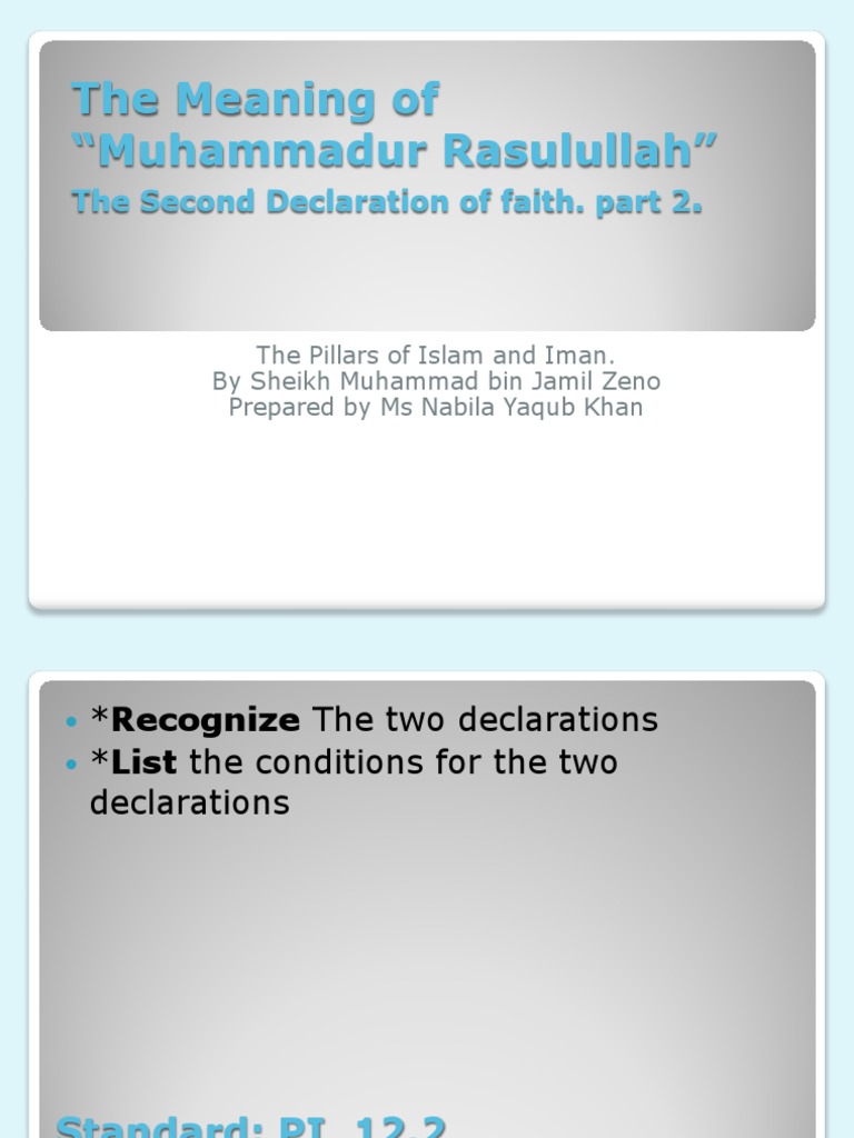 The Meaning of Muhammadur Rasulullah | PDF | Prophets And Messengers In ...