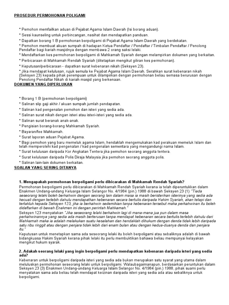 Prosedur Permohonan Poligami | PDF