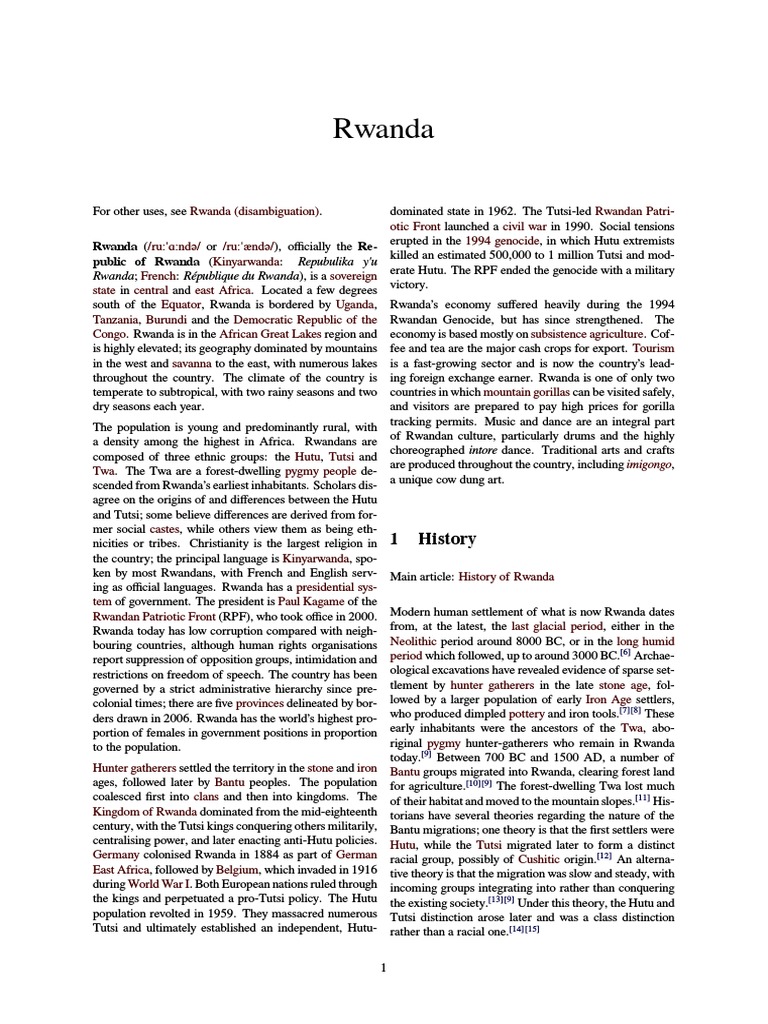 Rwanda | PDF | Rwanda | Tutsi