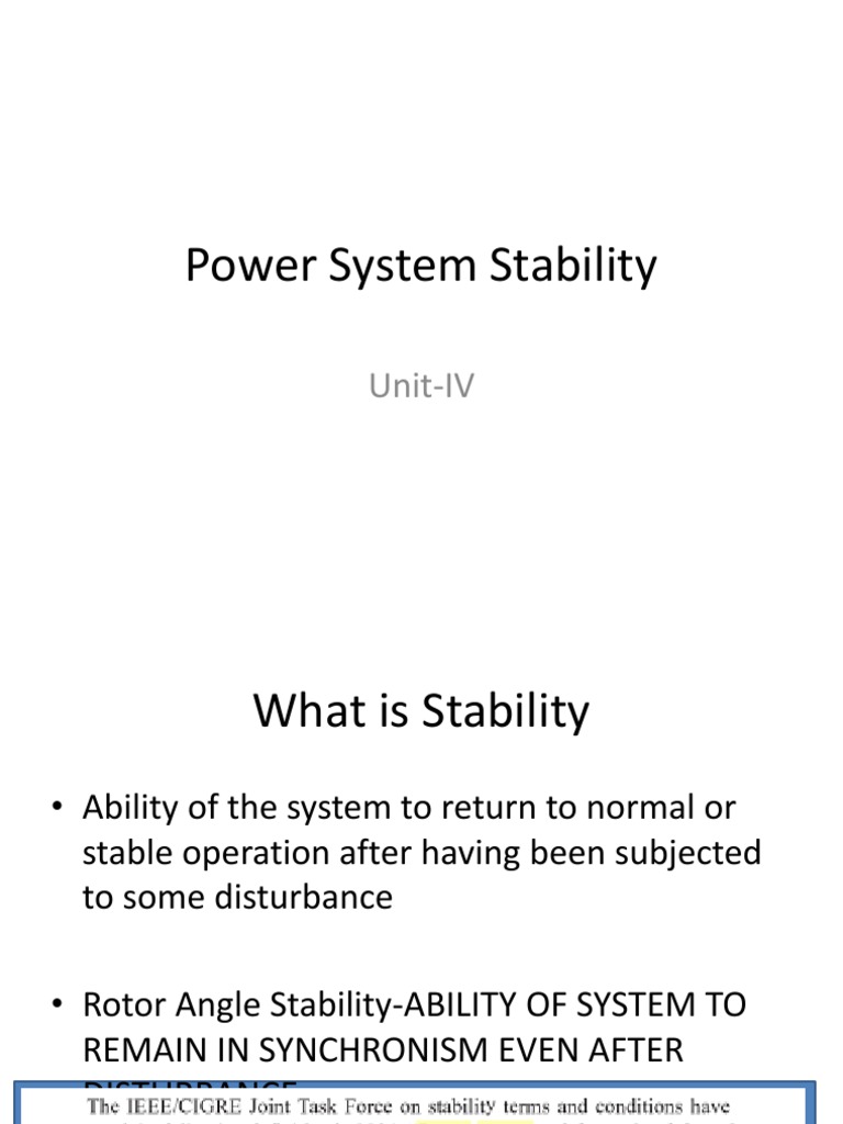 Power System Stability - Unit 4 PSOC | PDF | Steady State | Stability Theory