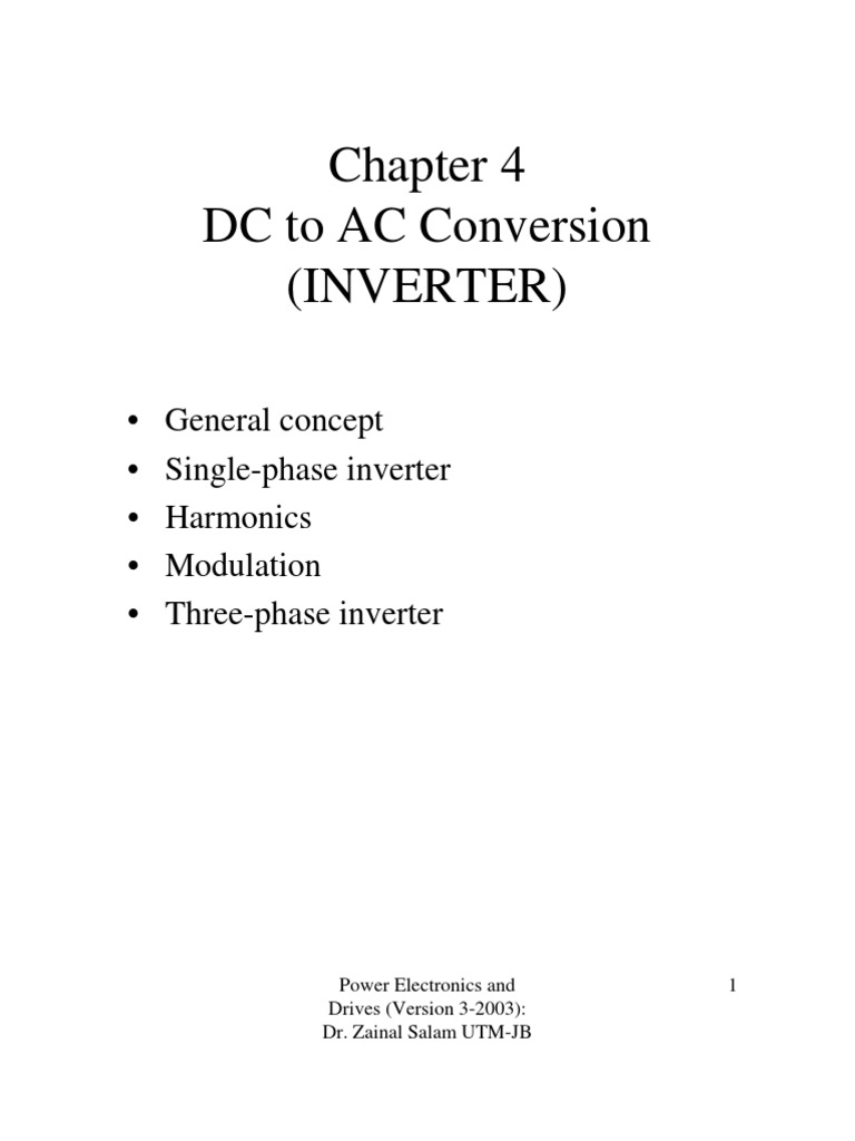 Chapter 4 DC To AC Conversion (INVERTER) | PDF | Power Inverter | Power ...