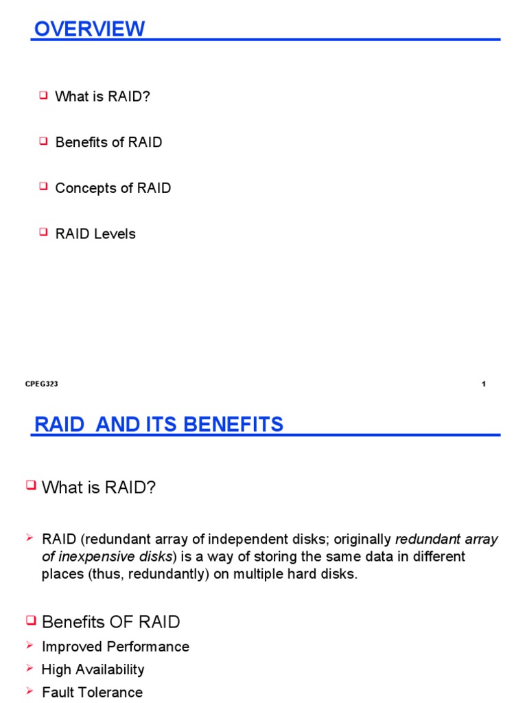 What Is RAID? Benefits of RAID Concepts of RAID RAID | PDF | Error ...