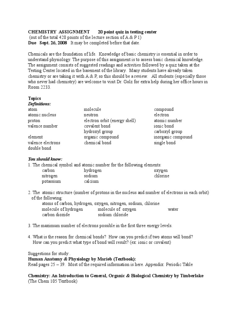 Chemistry Homework Assignment | Chemical Bond | Atoms