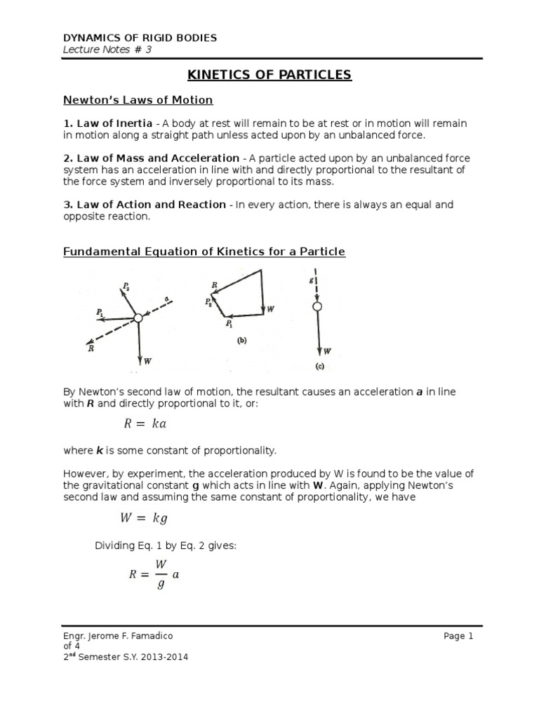 DRB Lecture Kinetics of Particles | PDF | Newton's Laws Of Motion | Force