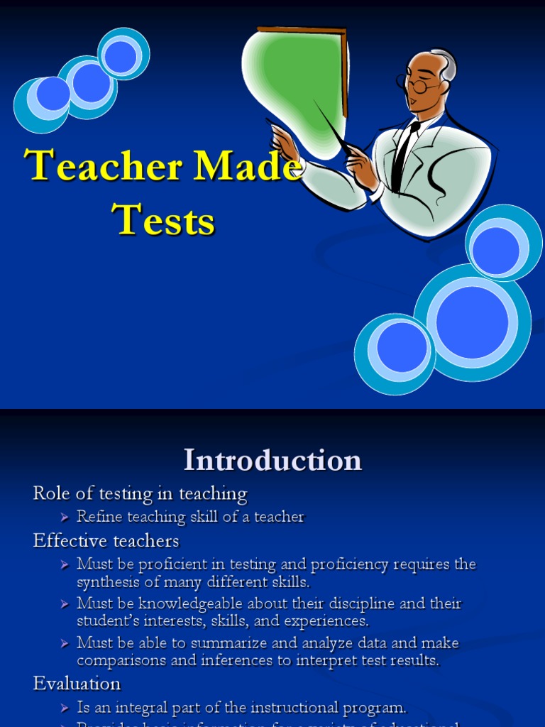 Teacher Made Tests | Evaluation | Teachers