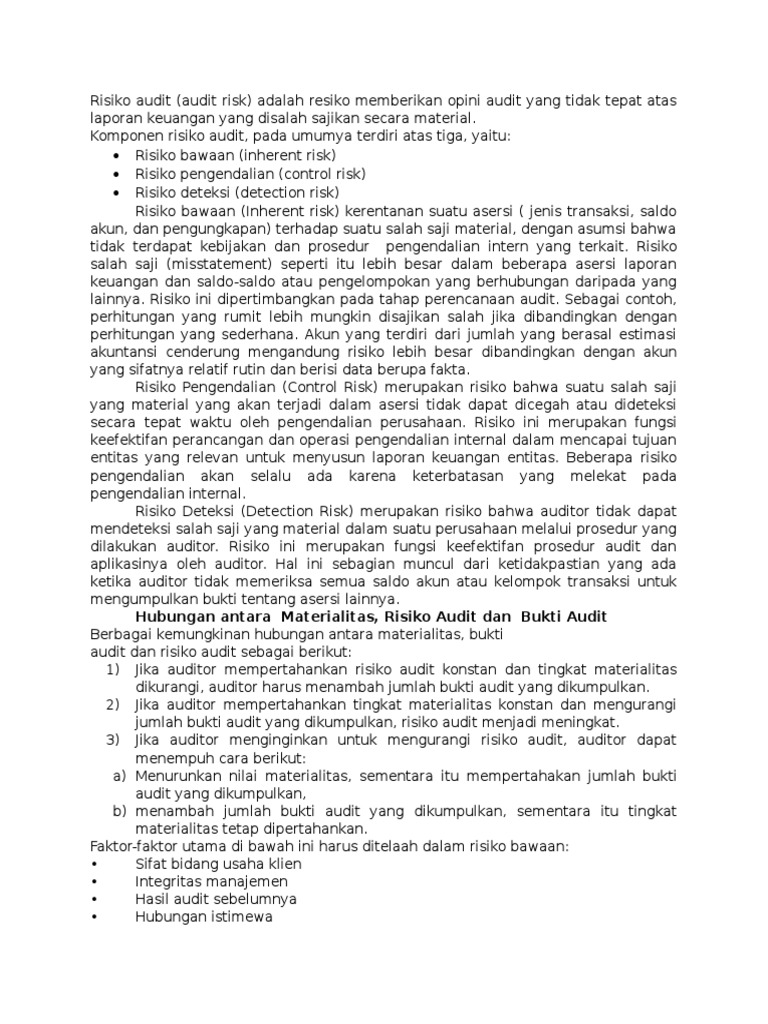 Komponen Risiko Audit | PDF | Pengelolaan Keuangan & Uang