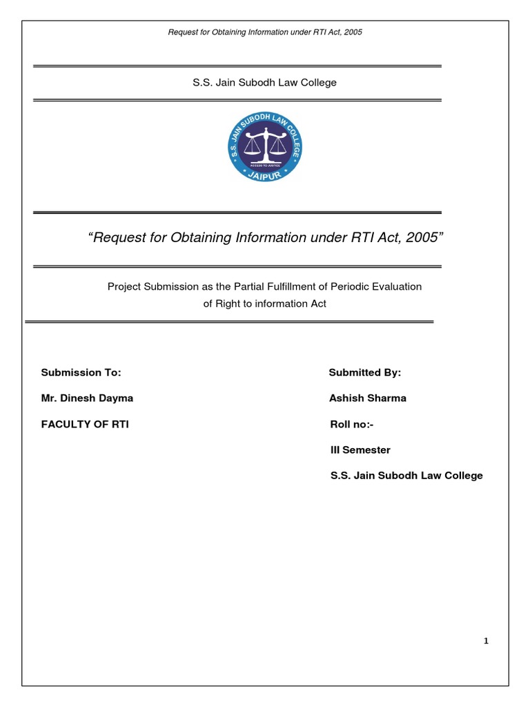 Request For Obtaining Information Under RTI Act | PDF | Freedom Of ...