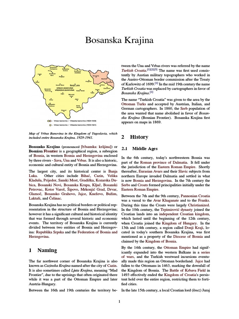 Bosanska Krajina | PDF | Balkans | Bosnia And Herzegovina