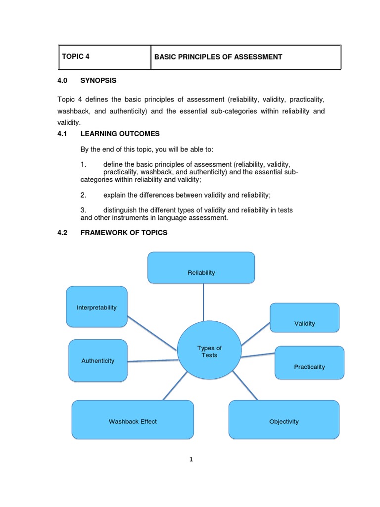 Basic Principles of Assessment | PDF | Validity (Statistics ...