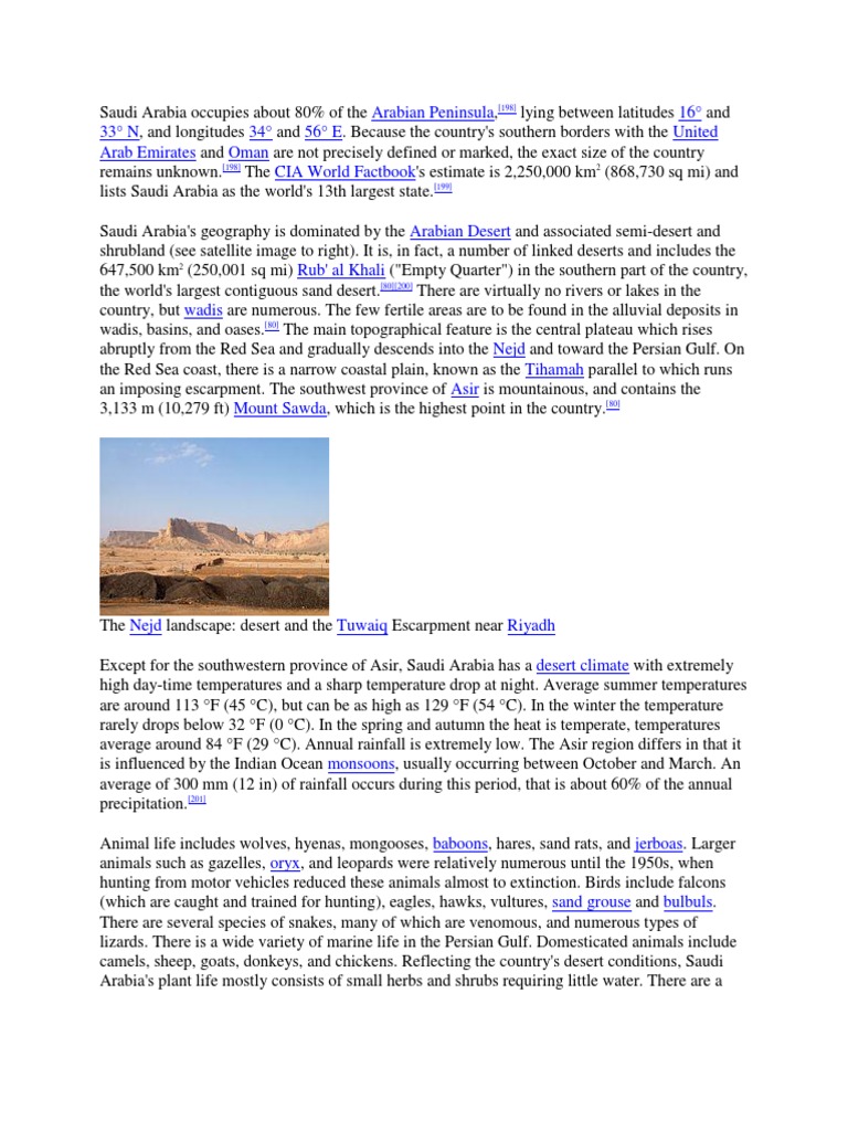 Geography and Landforms of Saudi Arabia | PDF | Saudi Arabia | Arabian ...