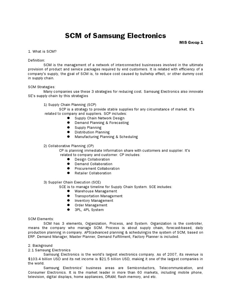 (Group1) Samsung Electronics - SCM | PDF | Samsung Electronics ...
