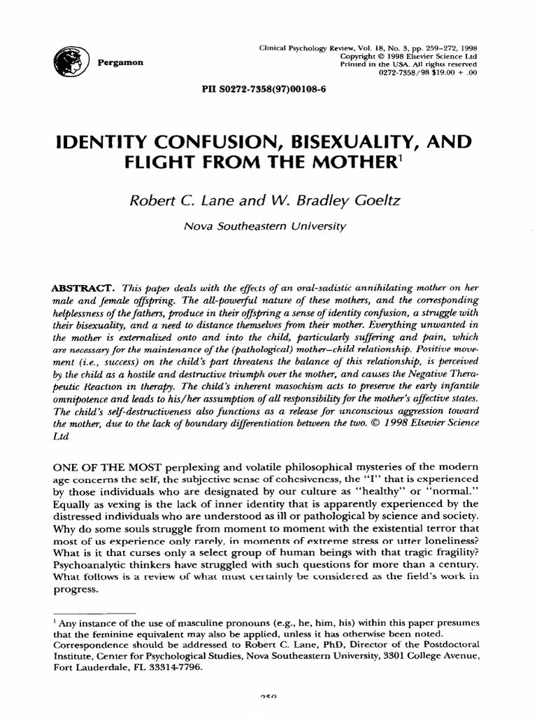 Identity Confusion, Bisexuality, and Flight From The Mother | PDF ...