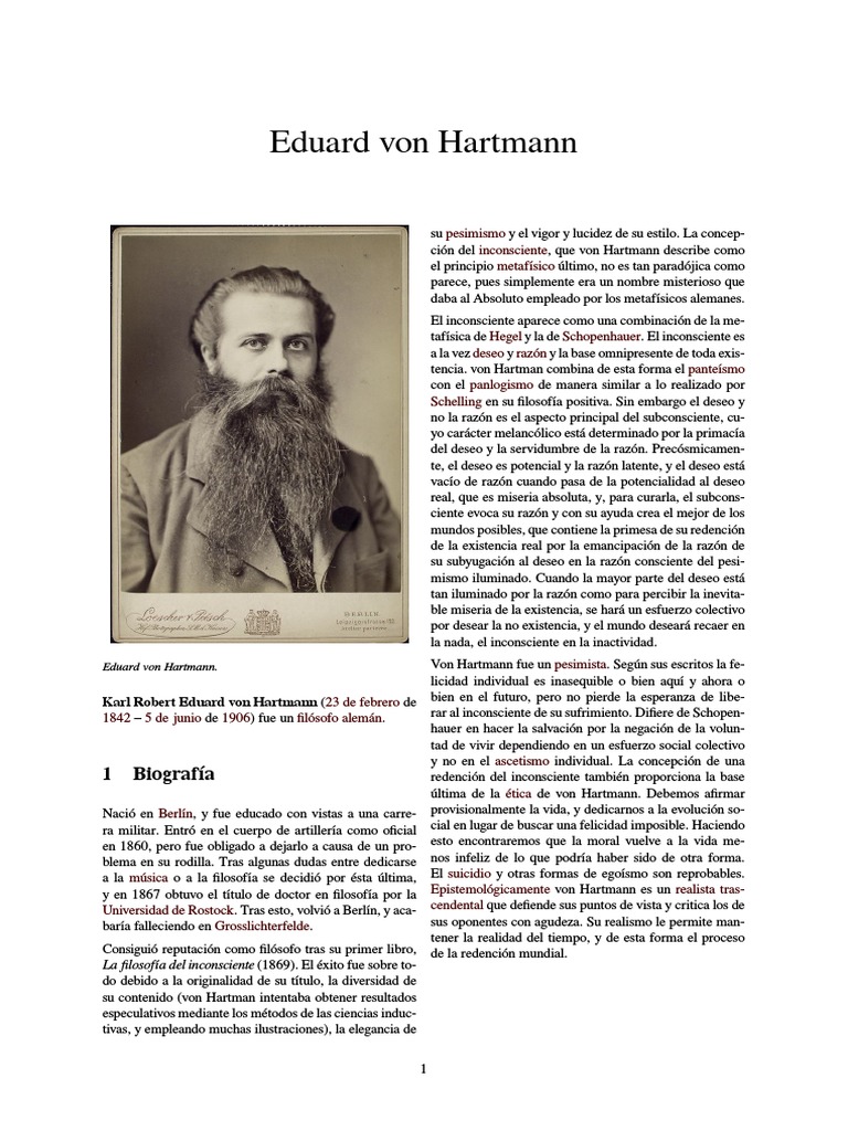 Eduard Von Hartmann | PDF | Metafísica | Filosofía occidental