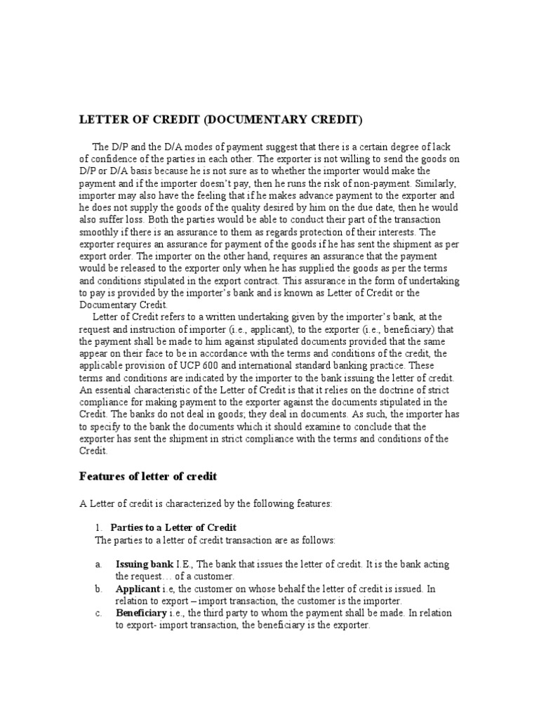 Letter of Credit | PDF | Letter Of Credit | Service Industries