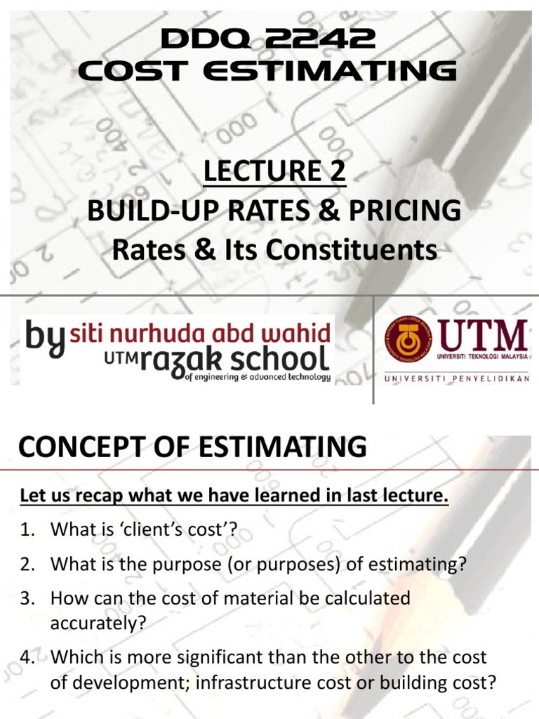 Lecture 2 - Build Up Rates | PDF | Cost | Labour Economics