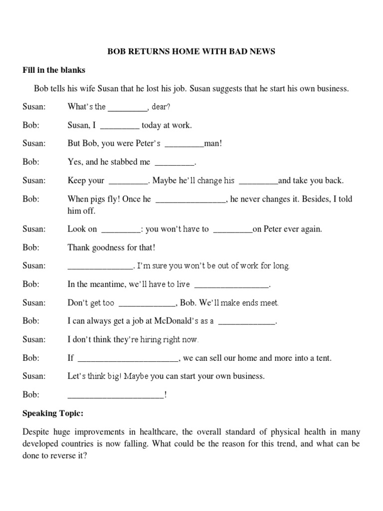 Bob Returns Home With Bad News | PDF | Home & Garden