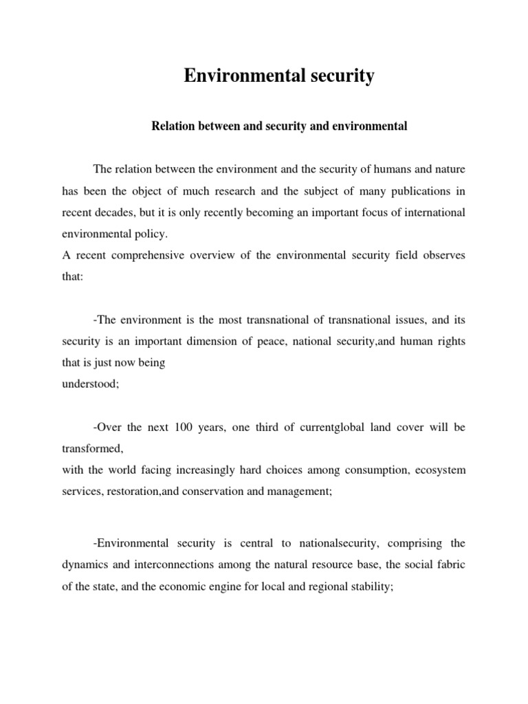 Environmental Security | PDF | National Security | Ecology