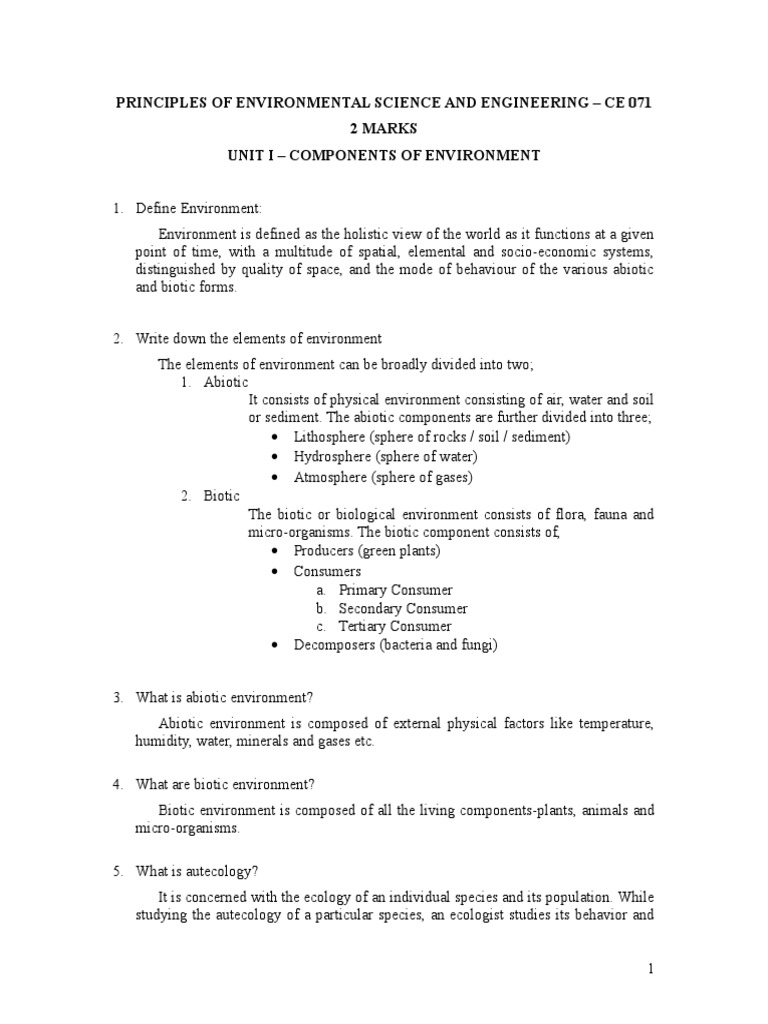 Principles of Environmental Science and Engineering | PDF