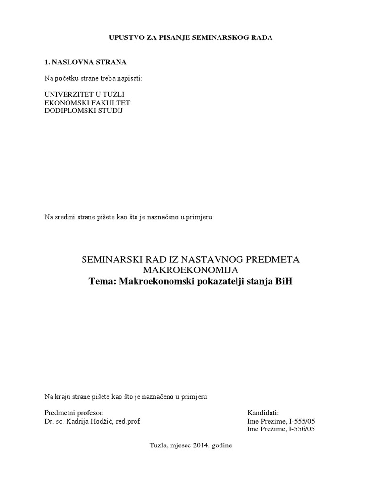 Kako Napisati Seminarski Rad | PDF