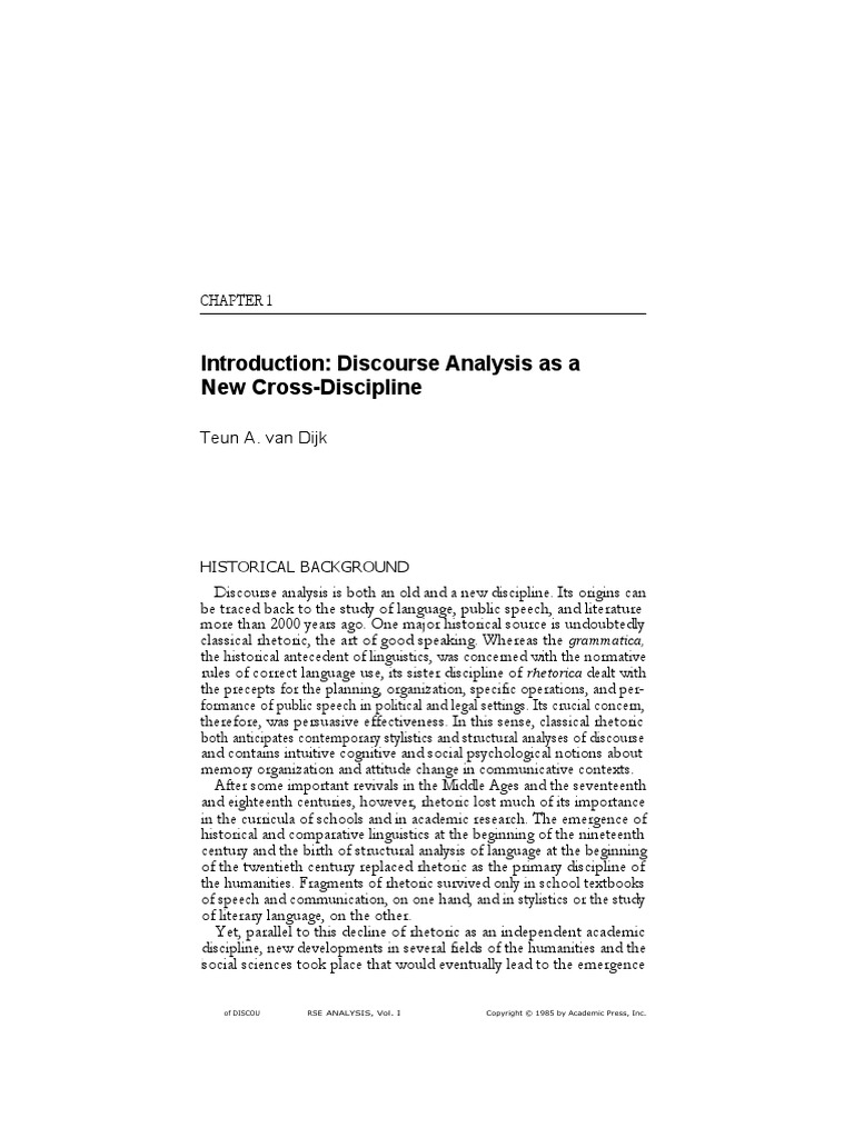 Discourse Analysis As A New Cross-Discipline | PDF