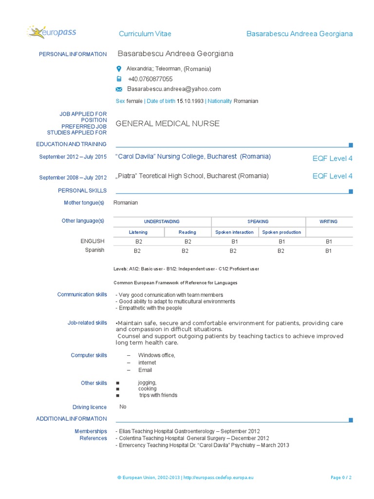 Curriculum Vitae Basarabescu Andreea Georgiana | PDF | Language Arts ...