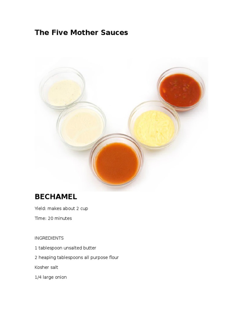 The Five Mother Sauces | PDF | Butter | Foods